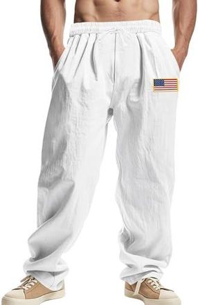 Generic Pantalon en lin pour homme - Pantalon de sport en lin pour homme - Pantalon sarouel d&eacute;contract&eacute; en coton - Pantalon de travail fin pour homme - Pantal