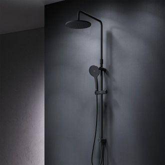 AM.PM Duschsystem ohne Armatur Schwarz Regendusche Duschset ohne Thermostat mit Kopfbrause Handbrause Umsteller eckig Duschs&auml;ule F07TA022 - Am.pm