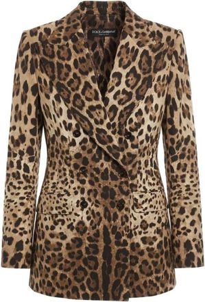 Dolce & Gabbana Femme, Vestes, Brun, Taille: 38 FR Blazer en Soie et Nylon