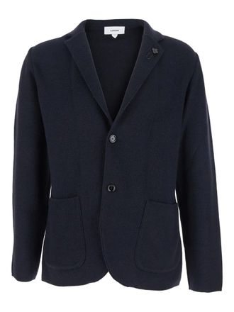 Lardini Gestricktes Sakko mit Blumendetail - Blau