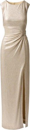 Adrianna Papell Abendkleid Draped Waist Gown Schimmerndes, &auml;rmelloses, langes Metallic-Kleid