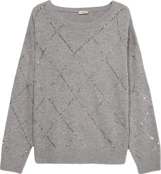 Oltre Femme, Pulls, Gris, Taille: 42/44 FR Pull en mélange de cachemire avec sequins