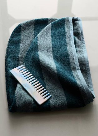 Mango Turban coton bouclette &agrave; rayures bleu - Home - Taille unique - MANGO HOME