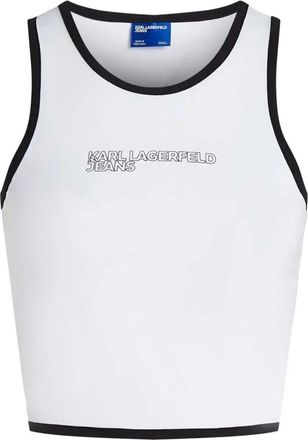 Karl Lagerfeld TOP Donna KLJ Outline Logo TOP - - Tops - Damen - Wei&szlig; - M