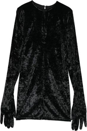 CHB Christian Boaro Christian Boaro, Femme, Robes, Noir, Taille: 38 FR Robe Courte en Velours avec Manches Gants