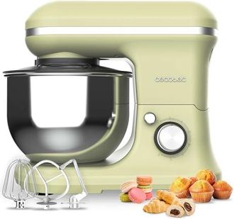 Cecotec R&uuml;hr- und Knetmaschine Cecomixer Merengue 5L 1200 Gr&uuml;n. 1200 W mit 6 Stufen, Elegantes Design, 5-Liter-Sch&uuml;ssel aus Edelstahl und Zubeh&ouml;r zum Schlagen