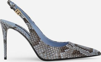 Dolce & Gabbana Slingback Aus Pythonleder - Frau Pumps Und Slingbacks Hellblau 40.5