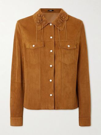 Versace Jacke Aus Veloursleder Mit Applikationen - Braun