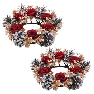 BESPORTBLE 2st&uuml;cke Tischkranz Weihnachten Mit Kerzen Kerzenst&auml;ndergirlande Durchmesser Vielseitiger Kranz F&uuml;r Festliche Kerzendekoration