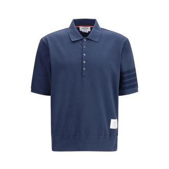 Thom Browne Cotton Polo Shirt - - Tops - Herren - Blau - M