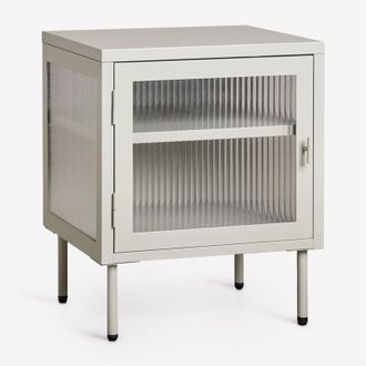 Sklum Sklum - Table de chevet Paoline en acier et verre Vert Kaki