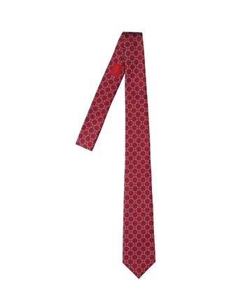 Gucci Jacquard Silk Tie With Clamp