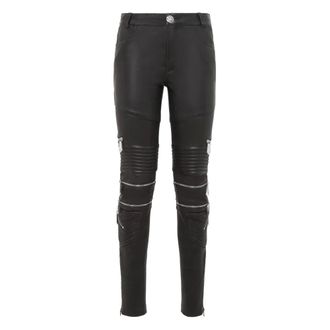 Philipp Plein Femme, Pantalons, Noir, Taille: 38 FR Leather Pantalons Long