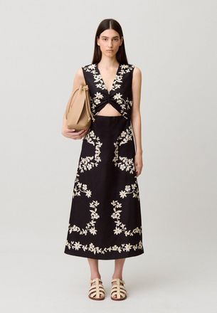 Claudie Pierlot Langes schwarzes Kleid mit Stickereien