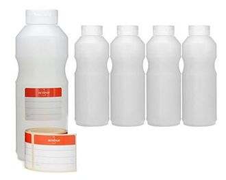 Octopus 5 x 500 ml quetschf pattes, dosage bouteilles &agrave; rabat avec ouverture &agrave; l&egrave;vres en silicone 500 ml Recharge avec &eacute;tiquette &eacute;tiquettes