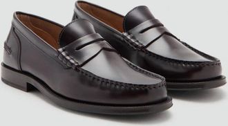 Mango Mocassins d&eacute;coupe cuir effet patin&eacute; bordeaux - Homme - 39 - MANGO MAN