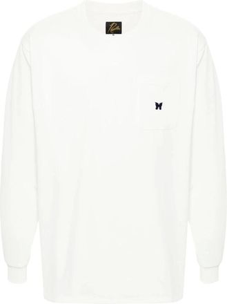 Needles Homme, Sweatshirts et sweats &agrave; capuche, Blanc, Taille: XL L/S Crew Neck Tee