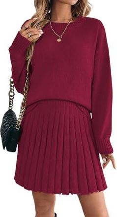 ORANDESIGNE Robe Pull Femme Robe en Tricot Ensemble 2 Pi&egrave;ces Pull &agrave; Col Roul&eacute; et Mini Jupe Tricot&eacute; Pullover Robe Tricot&eacute;e Automne Hiver &Eacute;l&eacute;gante Tunique Chic Robe