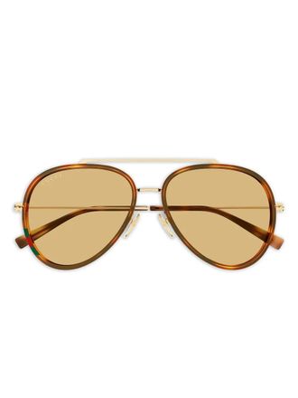 Gucci lunettes de soleil pilote &agrave; effet &eacute;caille de tortue - Marron
