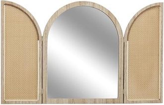 The Home Deco Factory HD0448, Bali Shutter Wall Mirror, Exotic Design in Brown Wood, elegant and Functional Decorative Element, ideal for Living Room or Bedroom, Size 60x80