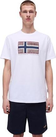 Napapijri T-Shirt &agrave; Manches Courtes Semiles, Blanc &Eacute;CLATANT, XL