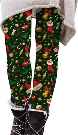 Generic Legging thermique pour femme 111 - Collant - Imprim&eacute; No&euml;l - Taille haute - Skinny - Pour entra&icirc;nement, sport, yoga, course &agrave; pied, Noir, L