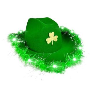 Generic Chapeau irlandais 4 St. Day Chapeaux &agrave; large bord Chapeau vert contenant des lumi&egrave;res qui peuvent &eacute;clairer un ombrero hombre, b, Taille unique