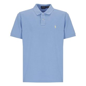 Ralph Lauren Homme, Tops, Bleu, Taille: S Polo &agrave; Manches Courtes en Maille Coupe Slim Personnalis&eacute;e