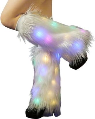 Generico Jambi&egrave;res en fourrure pour femme - Jambi&egrave;res dhiver en peluche - Poignets marron - Costumes de f&ecirc;te - Bottines - Couvre-mains - V&ecirc;tements de danse dhi