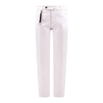 Incotex Wei&szlig;e Hose mit Lederdetail - - Trousers - Herren - Wei&szlig; - W37