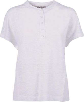 KANGRA Femme, Tops, Blanc, Taille: 40 FR Serafino en jersey de lin avec boutons