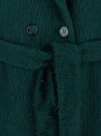Twinset Womens Green Double-Breasted Wool Blend Coat Acrylic