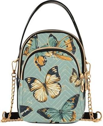 Mnsruu Sac à bandoulière pour femme, motif papillon, vert, sac à main, petit sac à bandoulière avec sangle réglable
