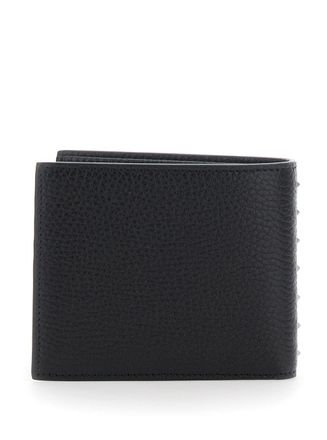 Valentino Garavani Mens Black Bi-Fold Wallet With Rockstud Details Calf