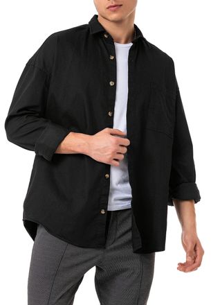 Red Bridge Jeanshemd Premium Denim Langarm Oversized Schwarz XXL