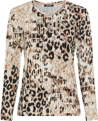 Olsen Langarmshirt, schmal geschnitten, moderner Leo-Print