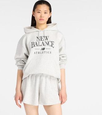 New Balance Damen Trackside Fleece Hoodie in Grau, Baumwollfleece, Gr&ouml;&szlig;e 2XL