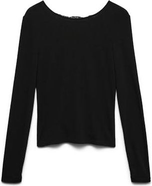 Vero Moda Vero Moda Vmmila Ls Detail Lace Top JRS Exp Sb8, Noir, X-Large Femmes