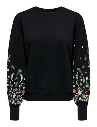 Only Female Sweatshirt Normal geschnitten Rundhals Gerippte Ärmelbündchen Tief angesetzte Schulter Sweatshirt