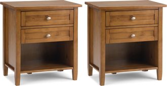 Simpli Home SIMPLIHOME Warm Shaker Nachttisch aus Massivholz, 61 cm breit, &Uuml;bergangsstil Nachttisch, Nachttisch, Nachttisch, Hellgoldbraun, f&uuml;r Wohnzimmer und Sch