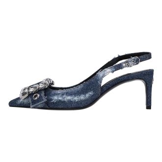 Dolce & Gabbana Femme, Chaussures, Bleu, Taille: 35 EU Escarpins Slingback en Denim Patchwork