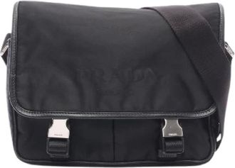 Prada Sac bandouli&egrave;re Pre-owned Tessuto Saffi en nylon et cuir Saffiano - Homme - Pre-owned - Noir - Taille: ONE Size