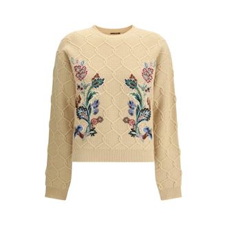 Etro Woll- und Kaschmirpullover mit Stickerei - - Knitwear - Damen - Beige - S