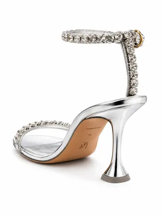 Amina Muaddi Womens Sandals Gigi 95 Silver Leather