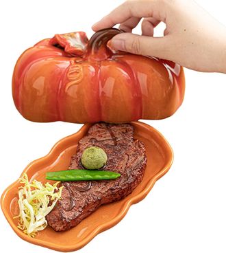 Generic Butterdose mit Deckel - Keramische Butterdosse mit Deckels | Kürbis Snacktablett | Buttergericht Dekorative Aufbewahrung für Butter Käse Obst Dessert 