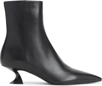 Lanvin Femme, Chaussures, Noir, Taille: 38 1/2 EU Midnight Step Leather Ankle Boot