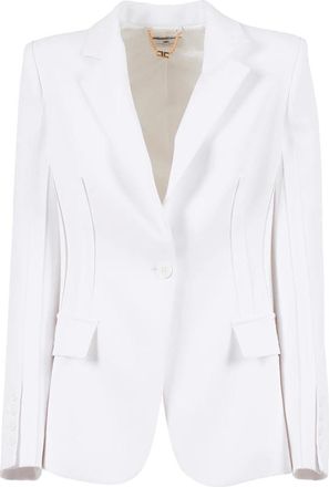 Elisabetta Franchi Femme, Vestes, Blanc, Taille: 42 FR Giacca in doppio cr&ecirc;pe stretch motivi a taglio vivo
