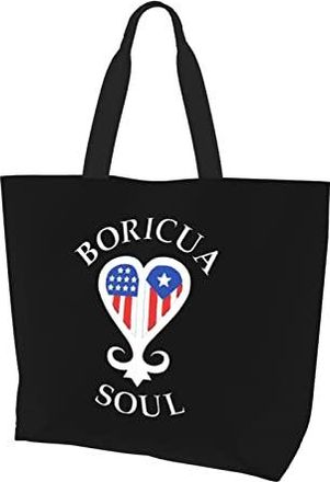 AOOEDM Symboles de la culture portoricaine Sac &agrave; provisions r&eacute;utilisable en toile pour dames