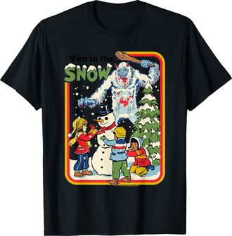 Steven Rhodes Fun in the Snow Christmas Snowman Retro Funny Adult Humor T-Shirt