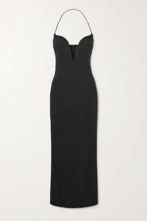 Givenchy Neckholder-midikleid Aus Grain De Poudre Aus Einer Stretch-wollmischung - Schwarz